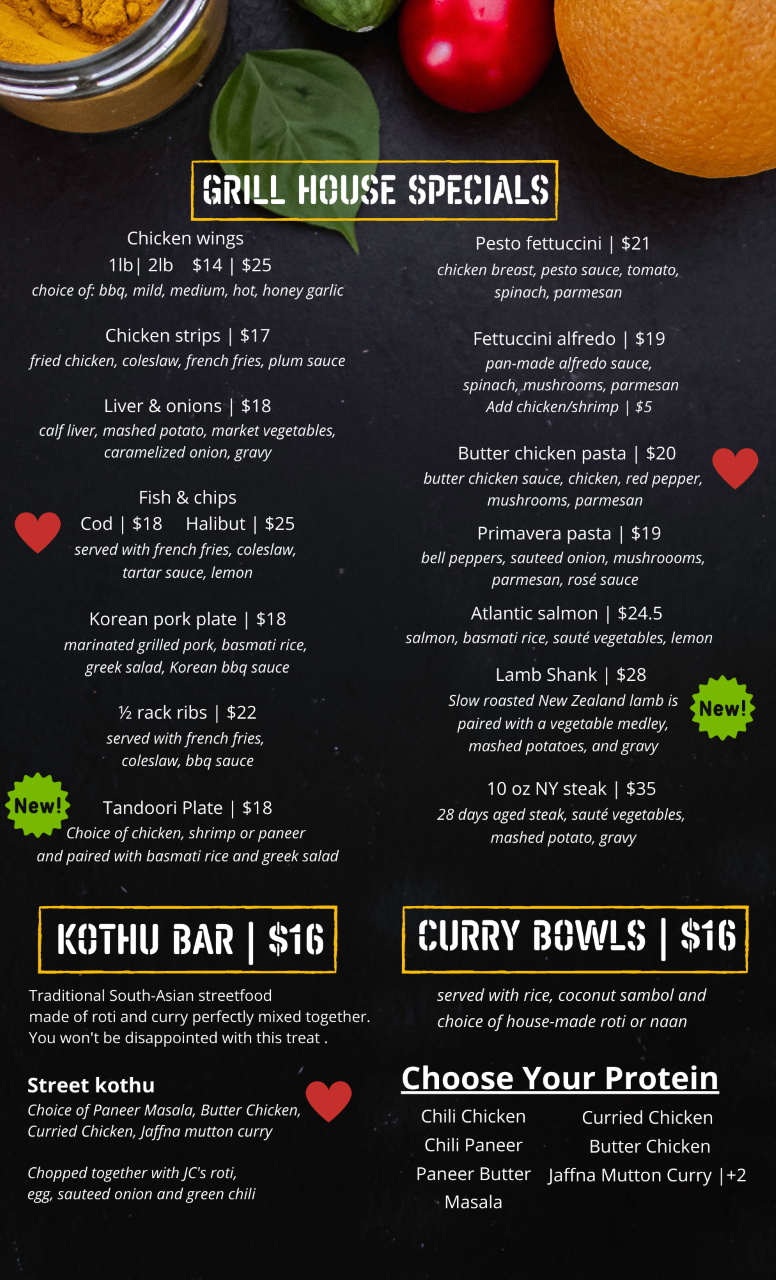 Menus - JCs Grillhouse