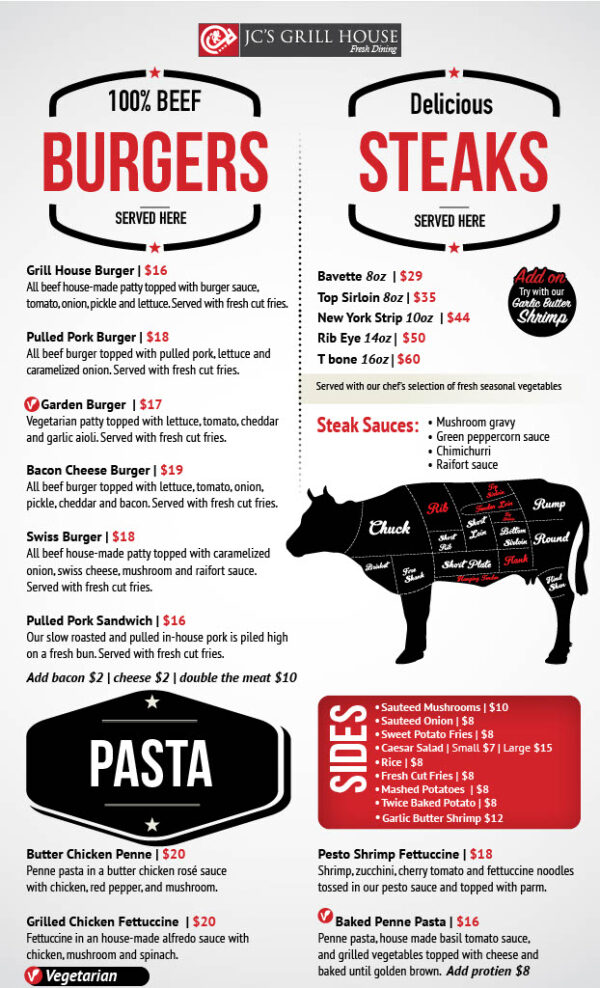 Menus - JCs Grillhouse